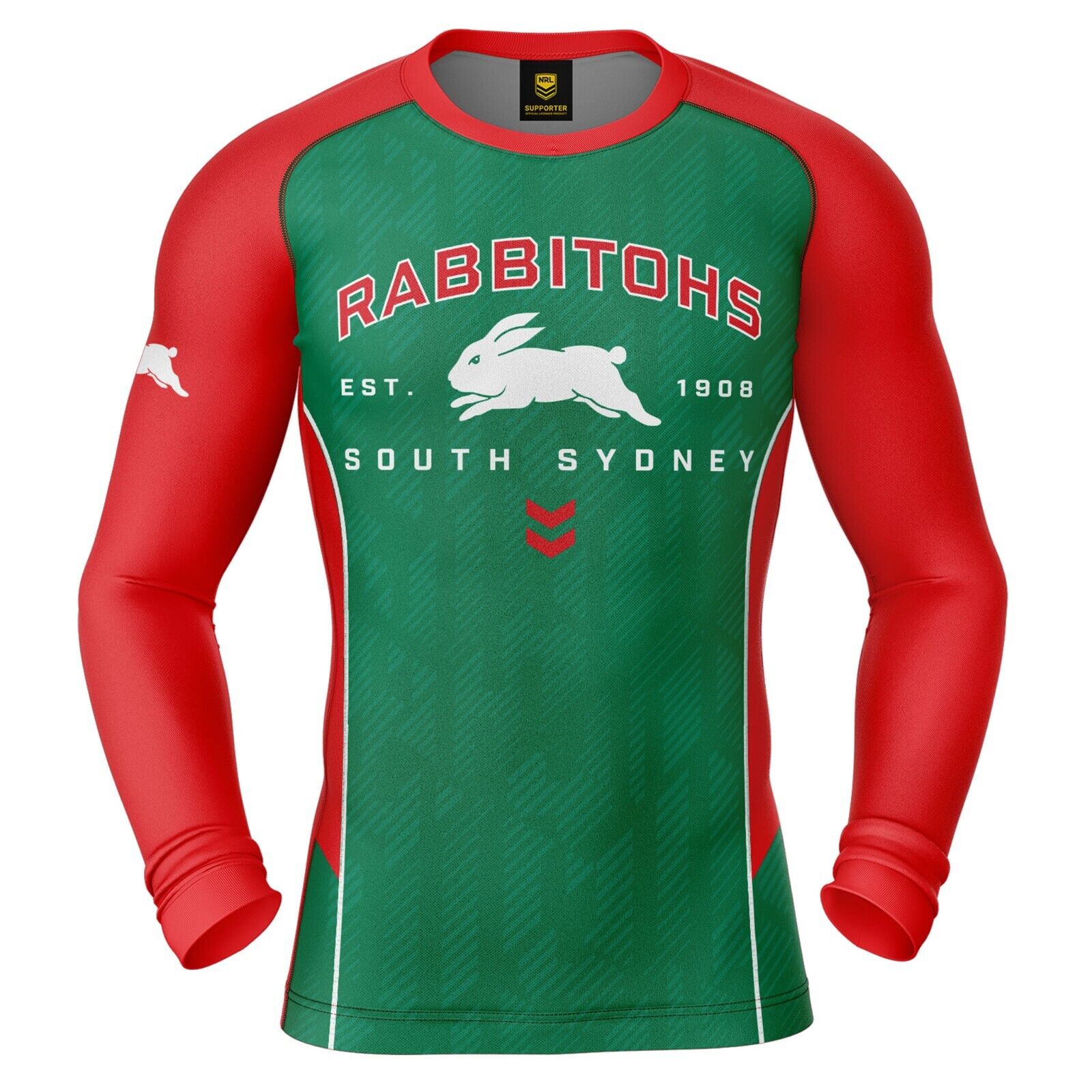 NRL LS Blocker Rash Vest - South Sydney Rabbitohs - LONG SLEEVE - Adul ...