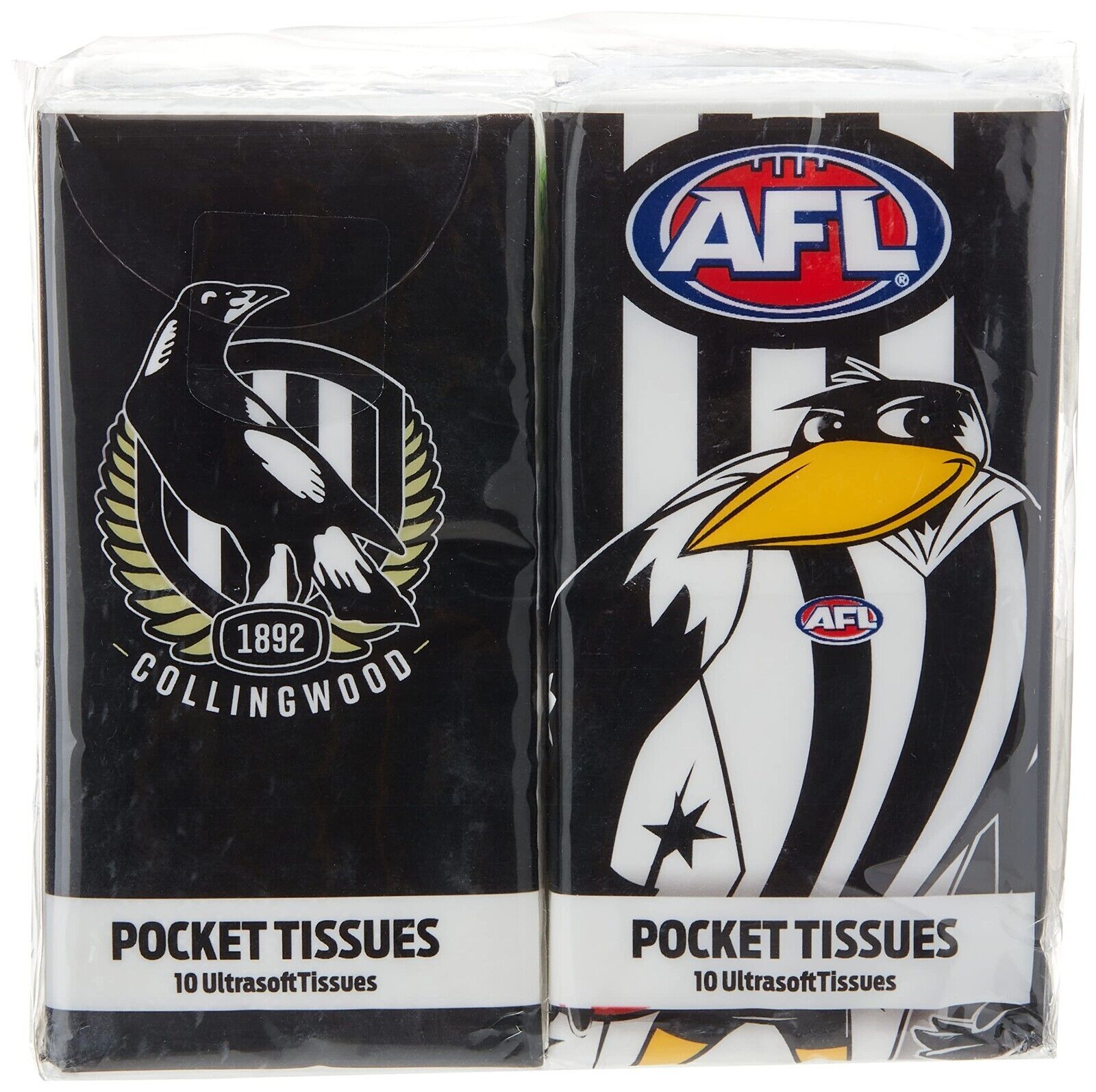 AFL Mascot Pocket Tissue - Collingwood Magpies - 4 Pack – STORMERS SPORTS
