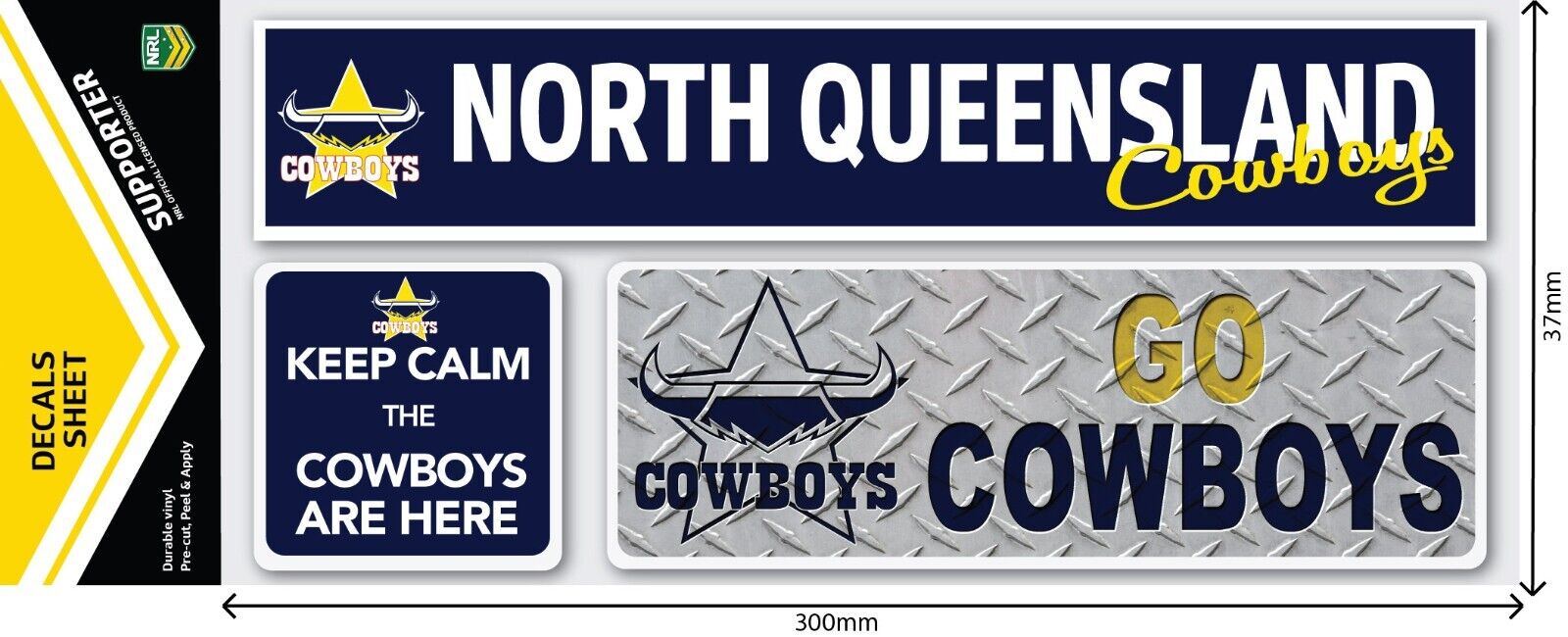NRL Car Window Decal Set - 3 Stickers - North Queensland Cowboys - 280 ...