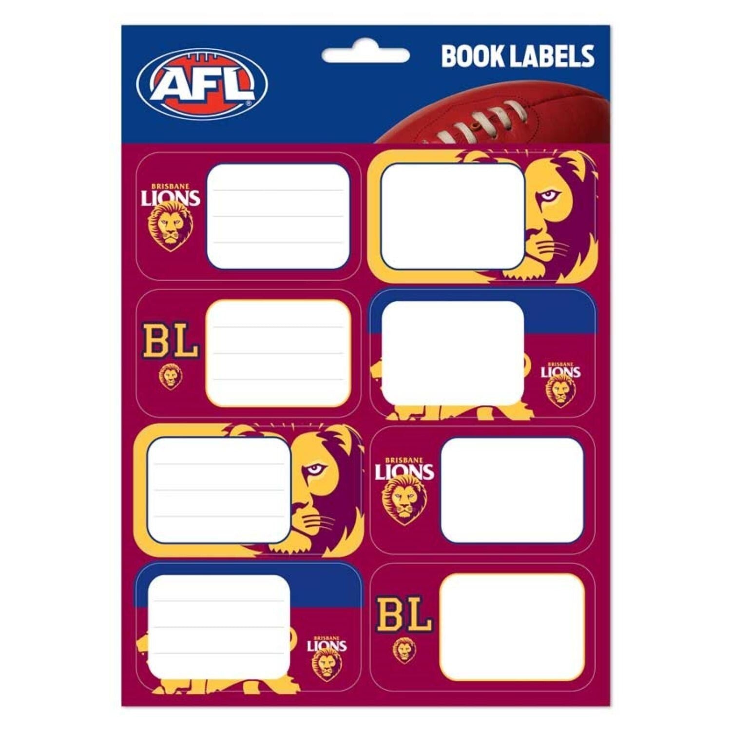 AFL Book Labels Brisbane Lions Set of 16 School Label Notebook ...