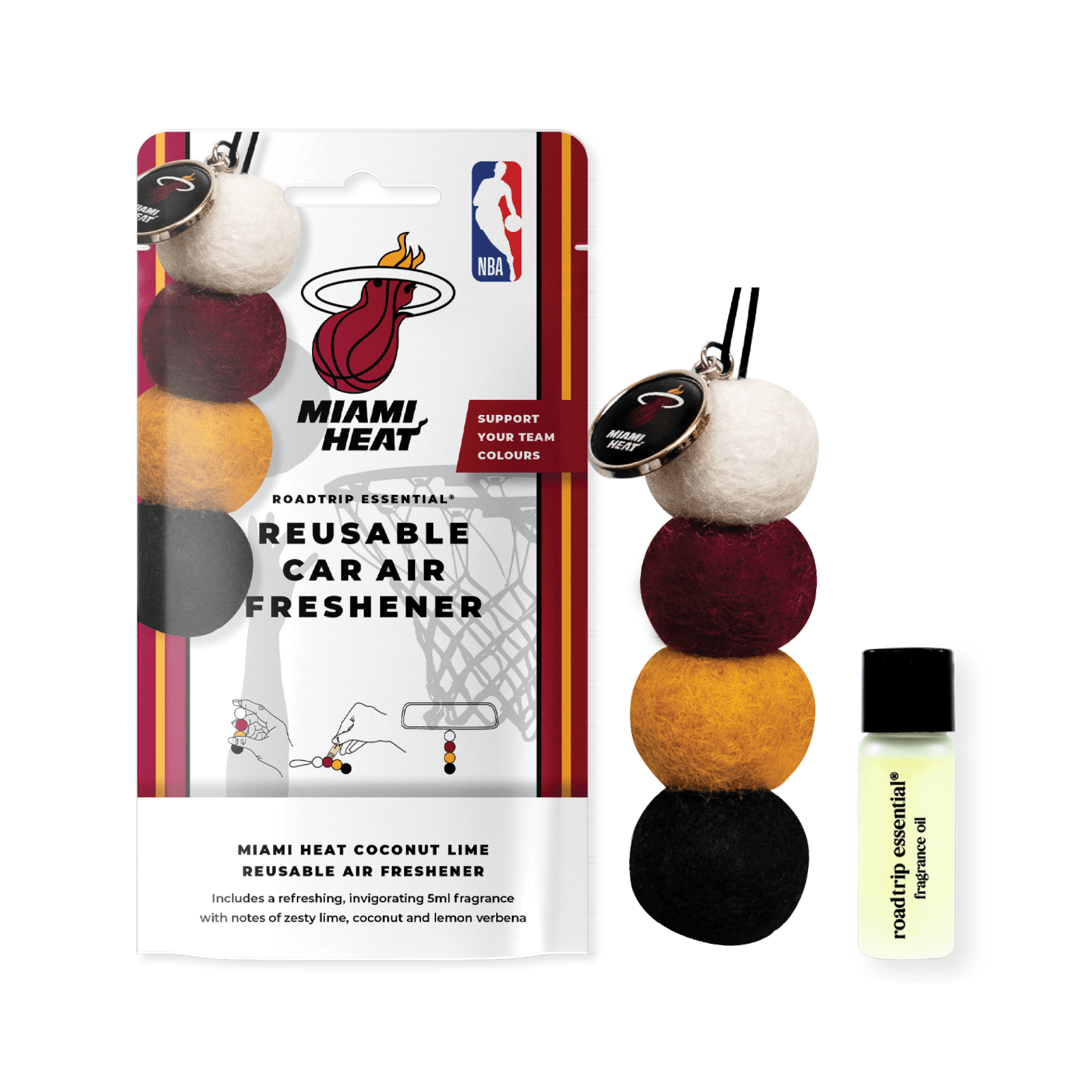 NBA Smelly Balls Set - Miami Heat - Re-useable Car Air Freshener