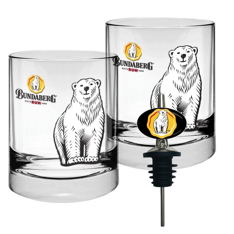 Bundaberg Rum - Spirit Glass & Pourer Set - Bundy Rum - 350ml Pourer ...