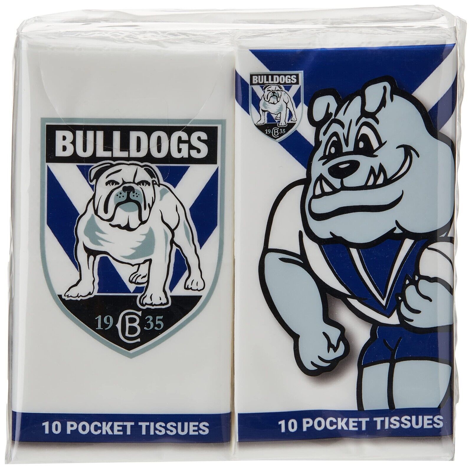 NRL Mascot Pocket Tissue - Canterbury Bulldogs - 4 Pack – STORMERS SPORTS