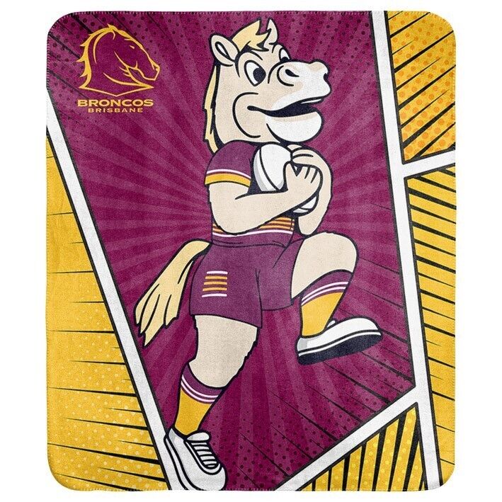 NRL Coral Mascot Blanket - Brisbane Broncos - 150x130cm - Rugby League ...
