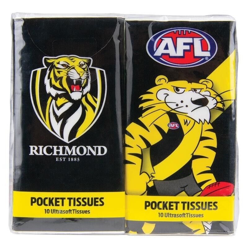 AFL Mascot Pocket Tissue - Richmond Tigers - 4 Pack – STORMERS SPORTS