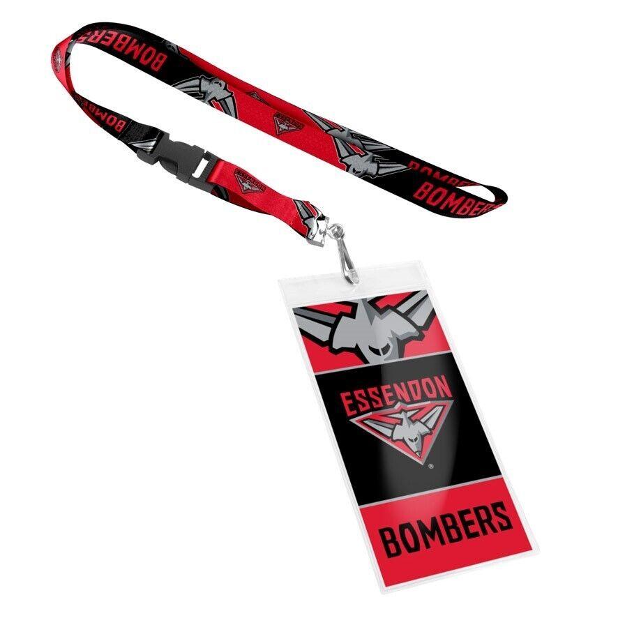 AFL Lanyard & Clear Card Holder - Essendon Bombers - Key Chain ...