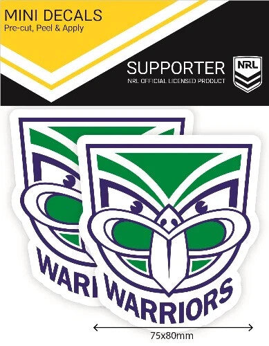 NRL Mini Decal - New Zealand Warriors - Blue/Green - Sticker Set Of 2 ...