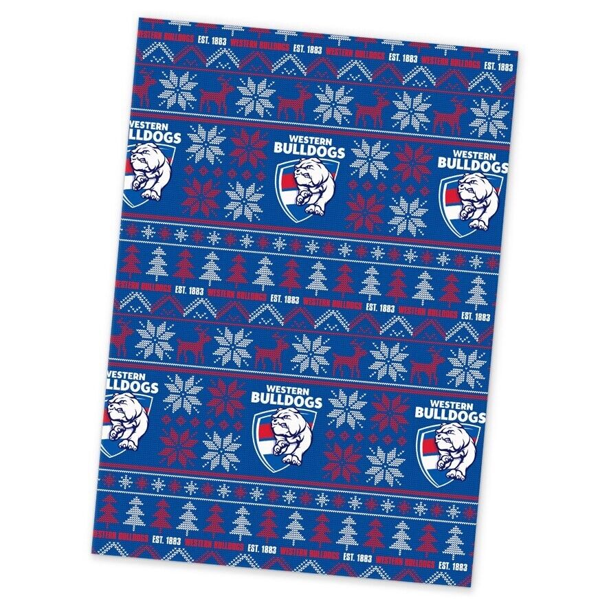 AFL Christmas Wrapping Paper - Western Bulldogs - XMAS - 49cm X 69cm ...