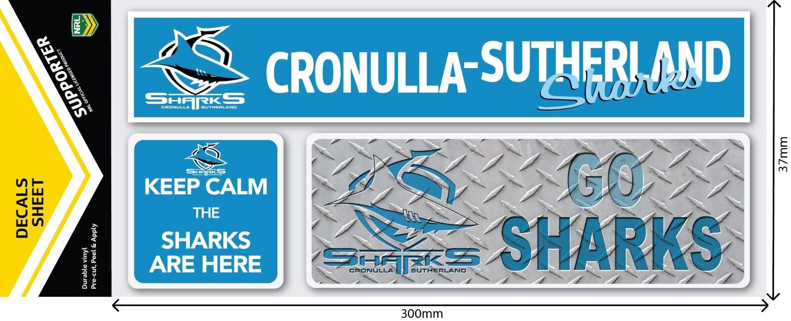 NRL Car Window Decal Set - 3 Stickers - Cronulla Sharks - 280mm ...