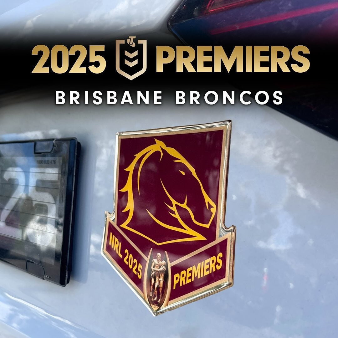 NRL Logo Emblem - 2025 Premiers Brisbane Broncos - Car Supporter Badge ...