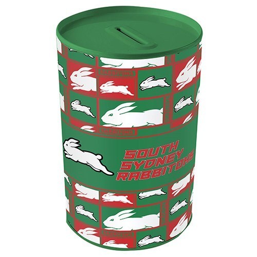 NRL Tin Money Box - South Sydney Rabbitohs - 21cm Tall x 10cm Wide ...