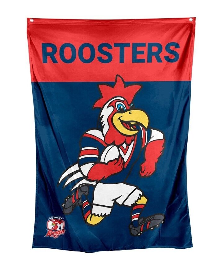 NRL Mascot Wall Flag - Sydney Roosters - Cape Flag - Approx 100cm x 70 ...