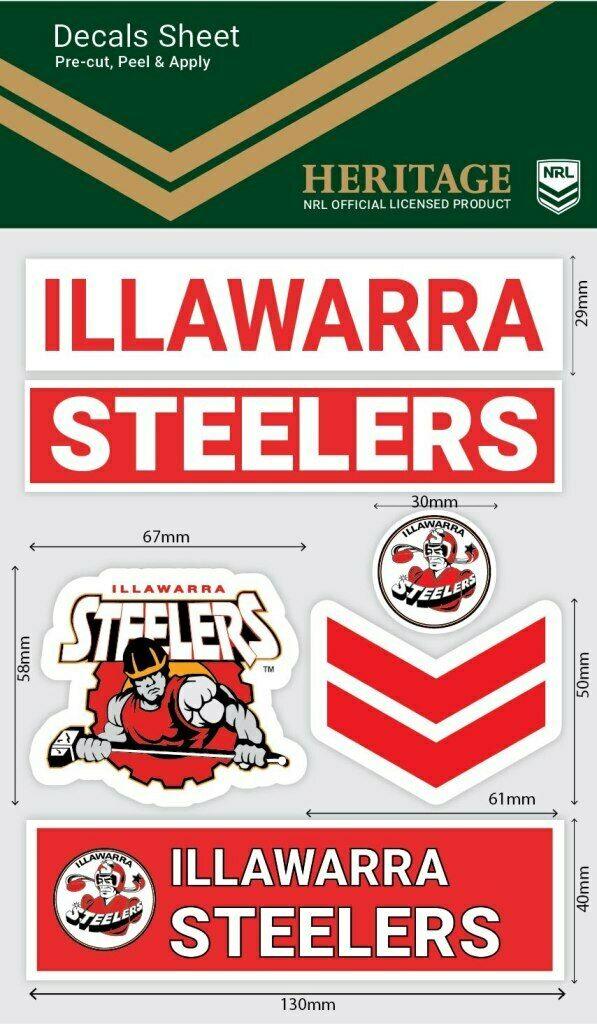 NRL Sticker Decal Sheet - Illawarra Steelers - Stickers Wordmark - Her