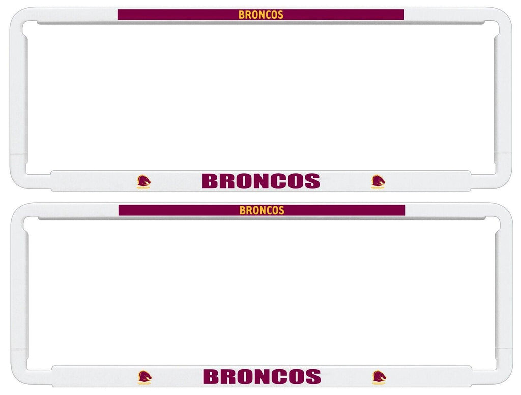 NRL Car Number Plate Frame - Set Of Two - Brisbane Broncos - Front/Bac