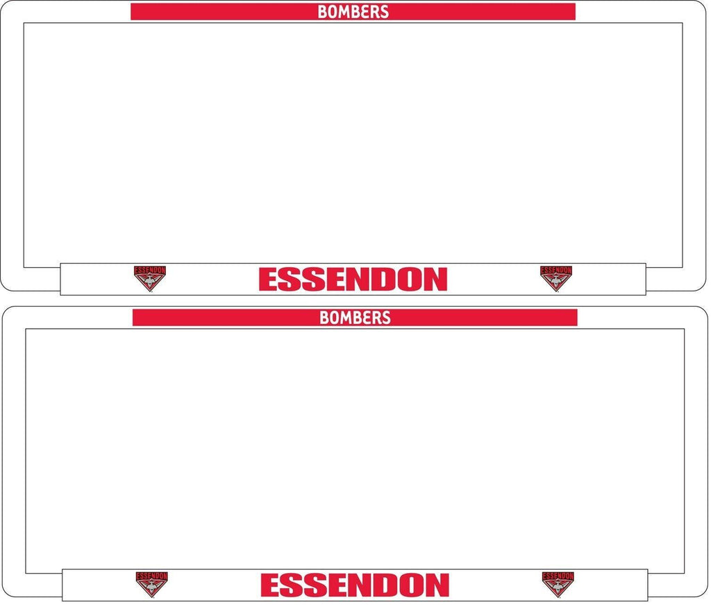 AFL Car Number Plate Frame Set Of Two - Essendon Bombers - Front/Back